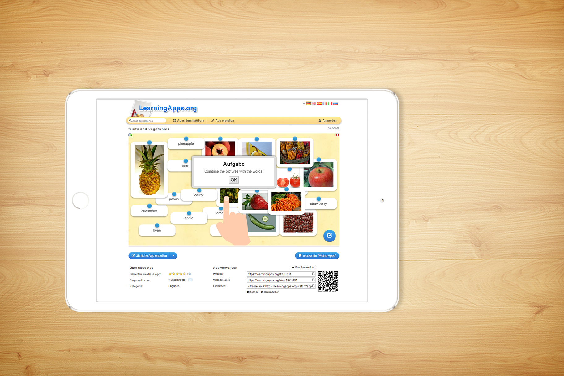 Vokabelspiel fruits and vegetables auf learningapps.org - DigiBitS ...